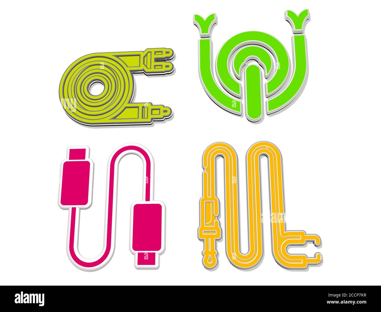 cord 4 icons set, 3D illustration Stock Photo - Alamy