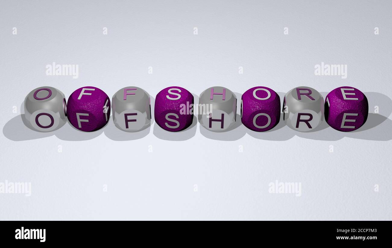 combination of offshore built by cubic letters from the top perspective ...