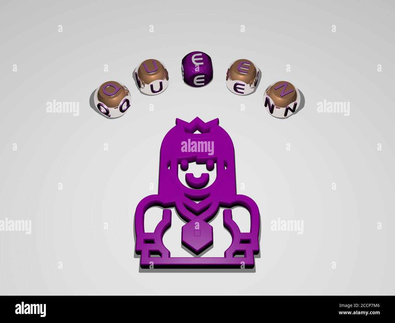 QUEEN circular text of separate letters around the 3D icon, 3D ...