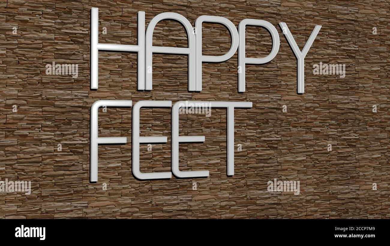 HAPPY FEET text on textured wall, 3D illustration Stock Photo - Alamy