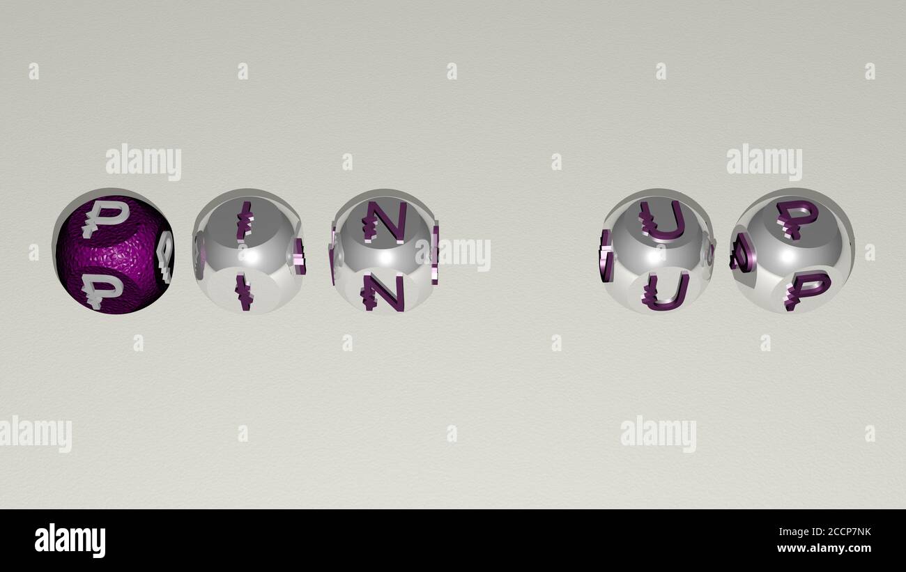 PIN UP text of cubic individual letters, 3D illustration Stock Photo ...