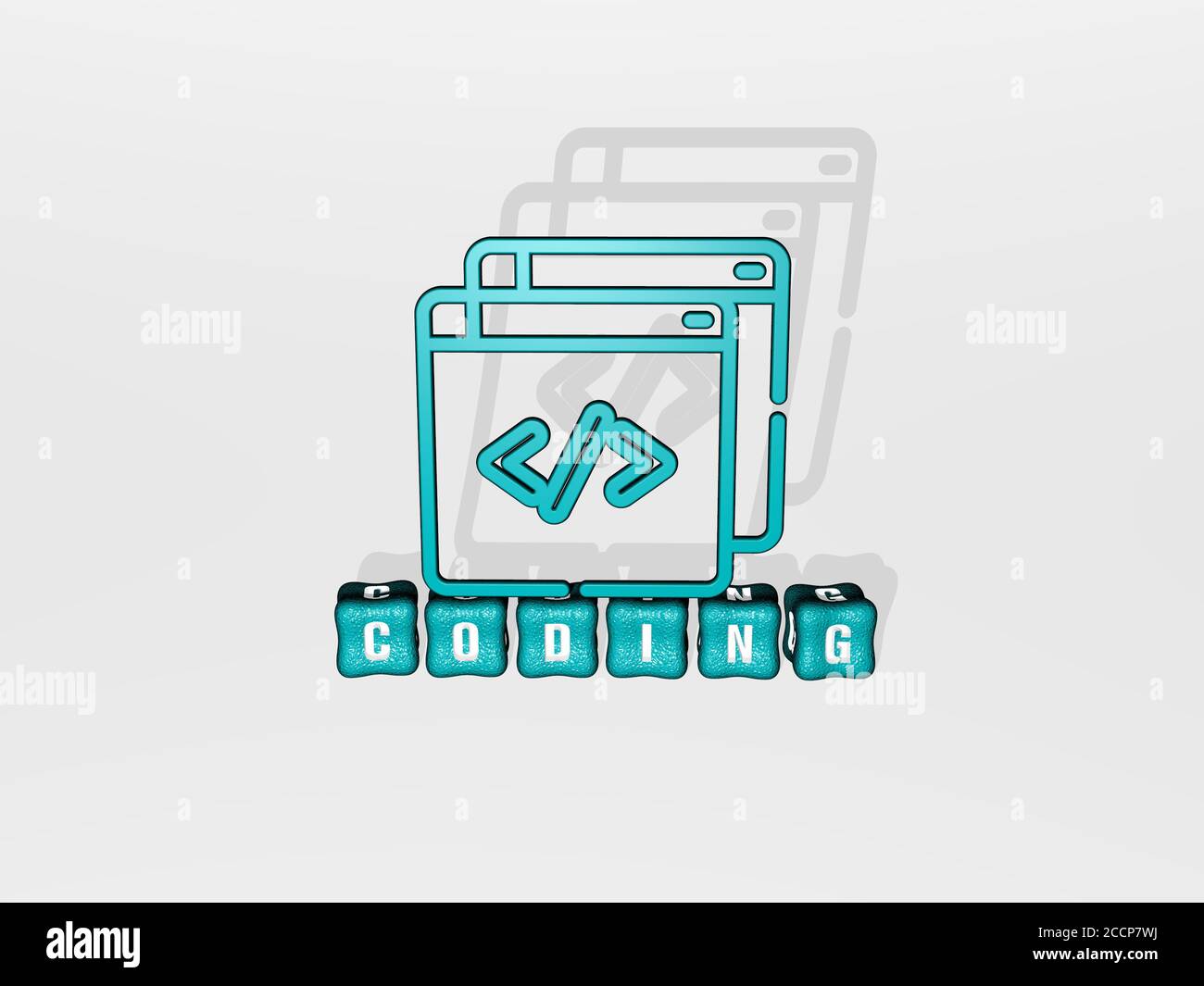 coding 3D icon on cubic text, 3D illustration Stock Photo - Alamy