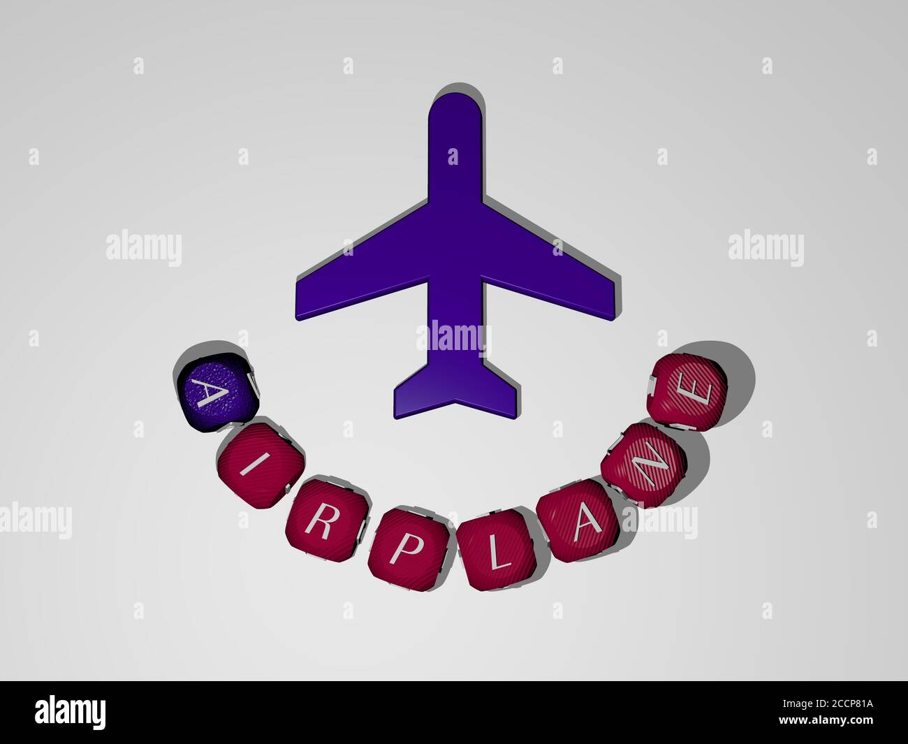 airplane text around the 3D icon, 3D illustration Stock Photo - Alamy