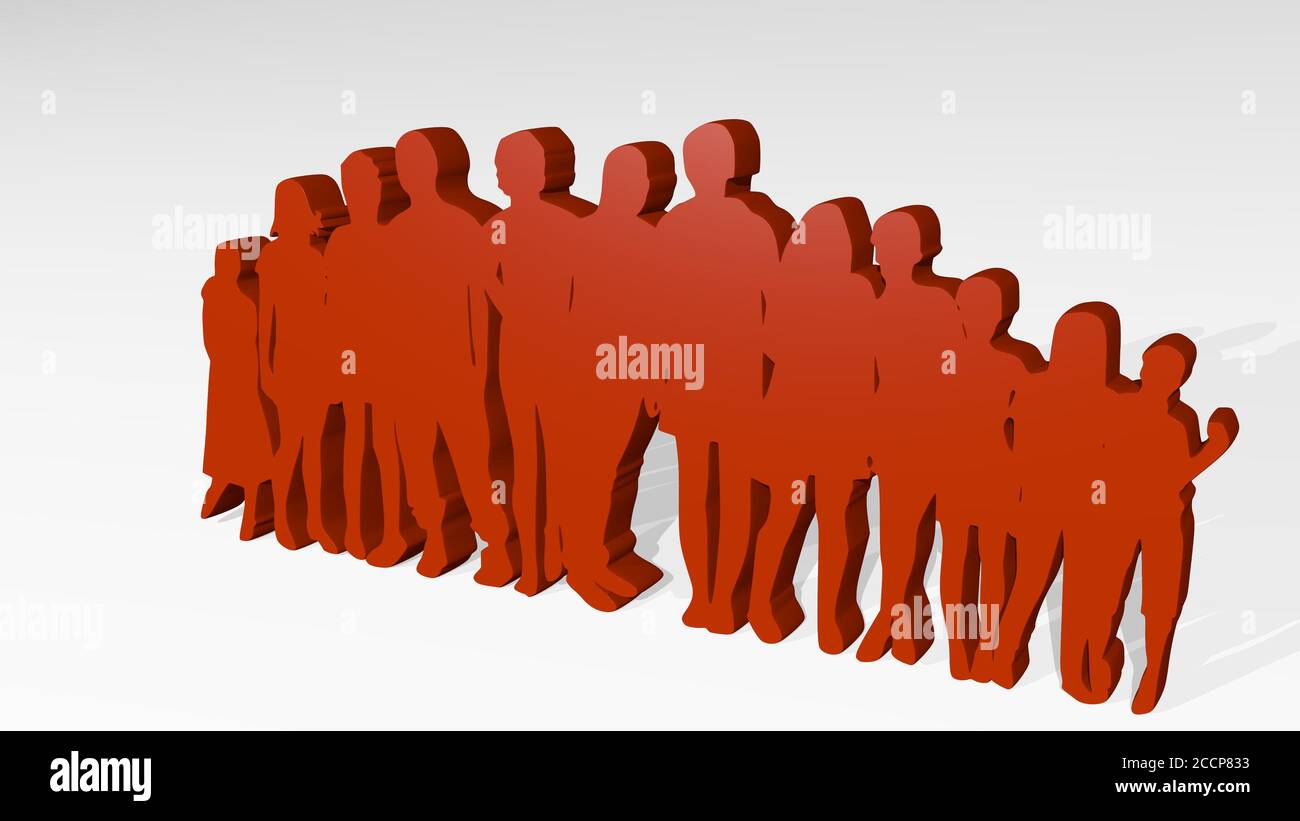 boys and girls standing together 3D icon casting shadow, 3D ...