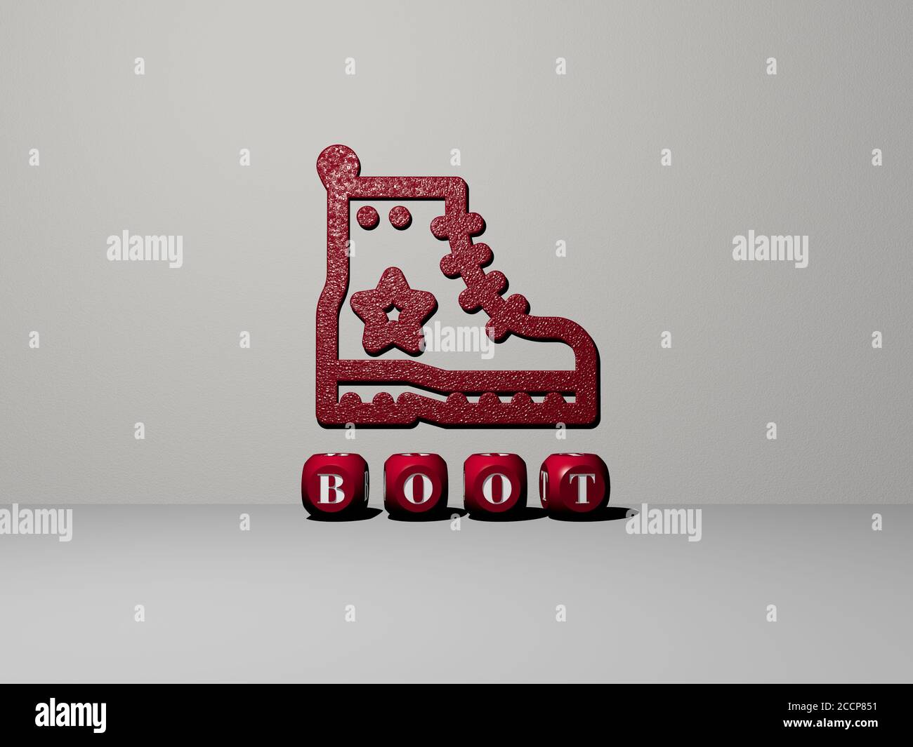 3D representation of BOOT with icon on the wall and text arranged by ...