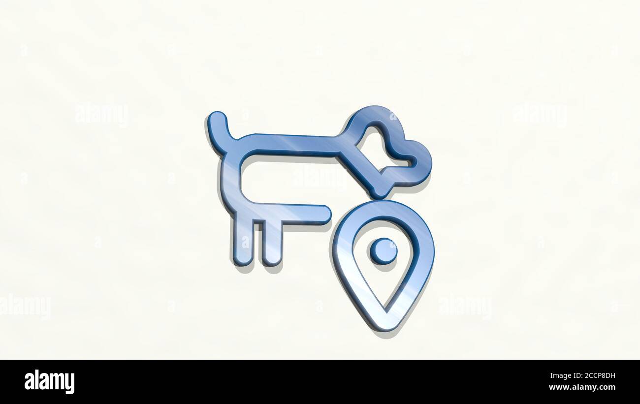 PET TRACKING DOG LOCATION 3D icon on the wall, 3D illustration Stock ...