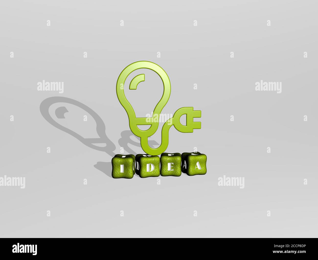 idea 3D icon on cubic text, 3D illustration Stock Photo - Alamy