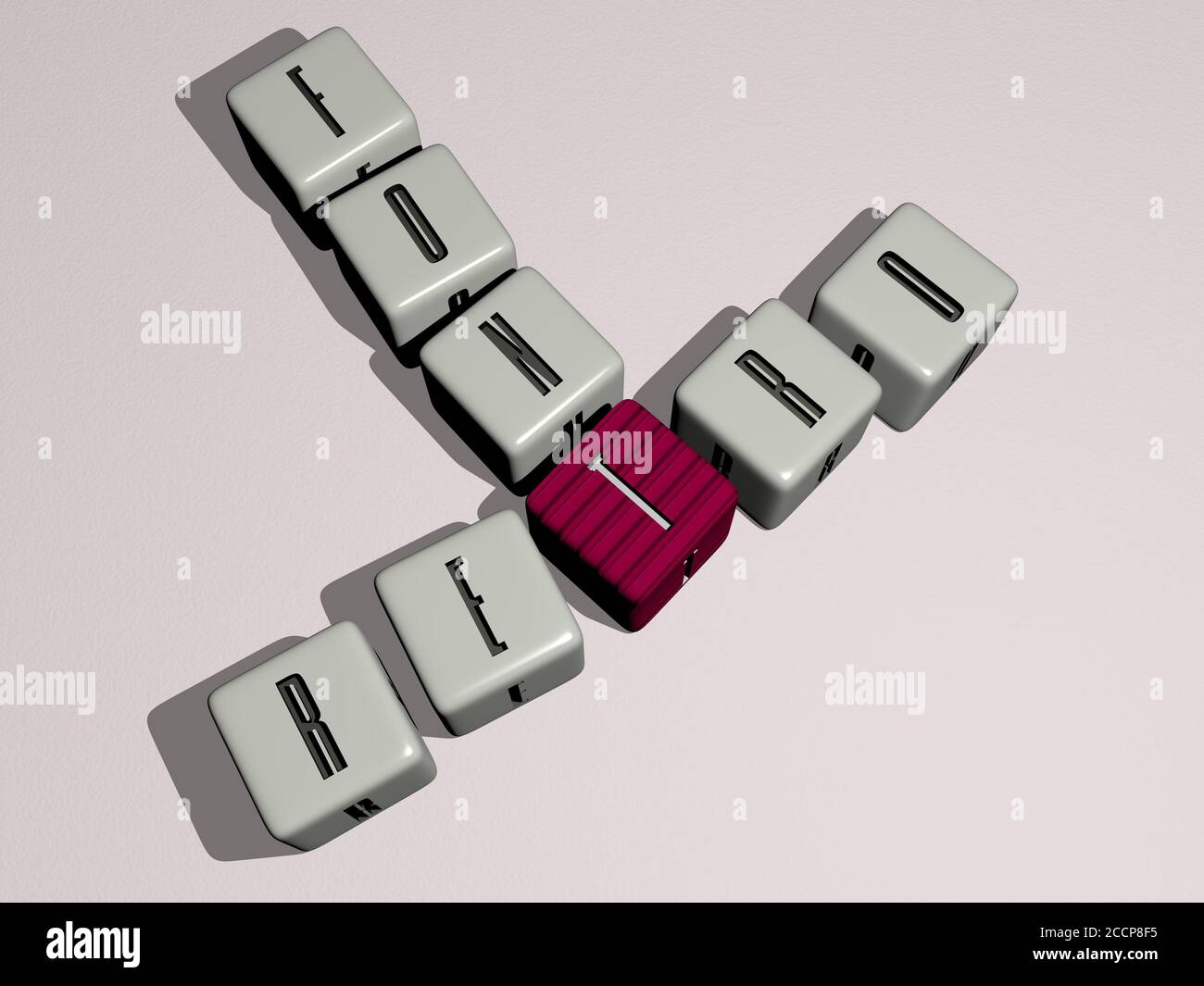 RETRO FONT crossword by cubic dice letters, 3D illustration Stock Photo ...