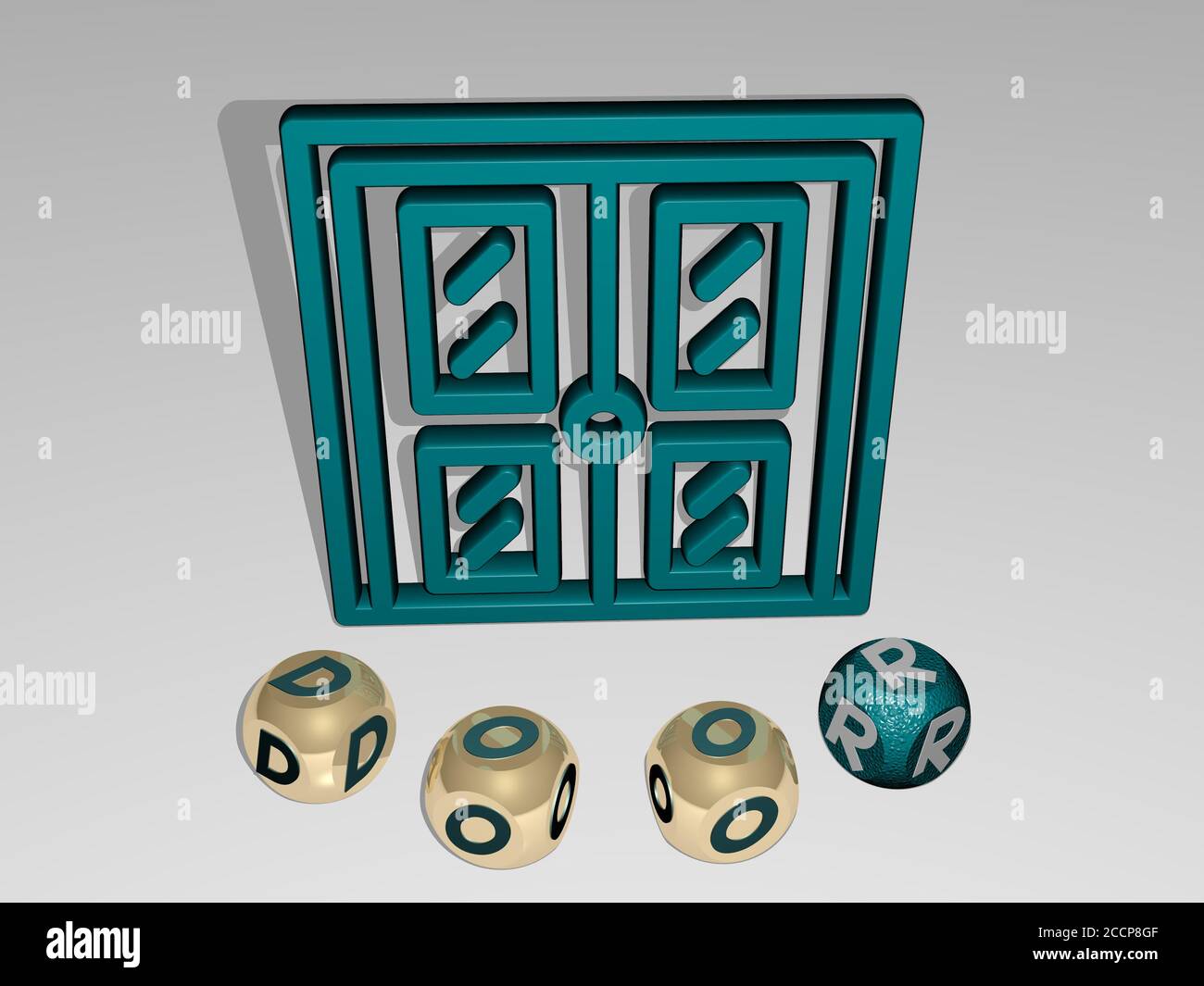 door round text of cubic letters around 3D icon, 3D illustration Stock ...