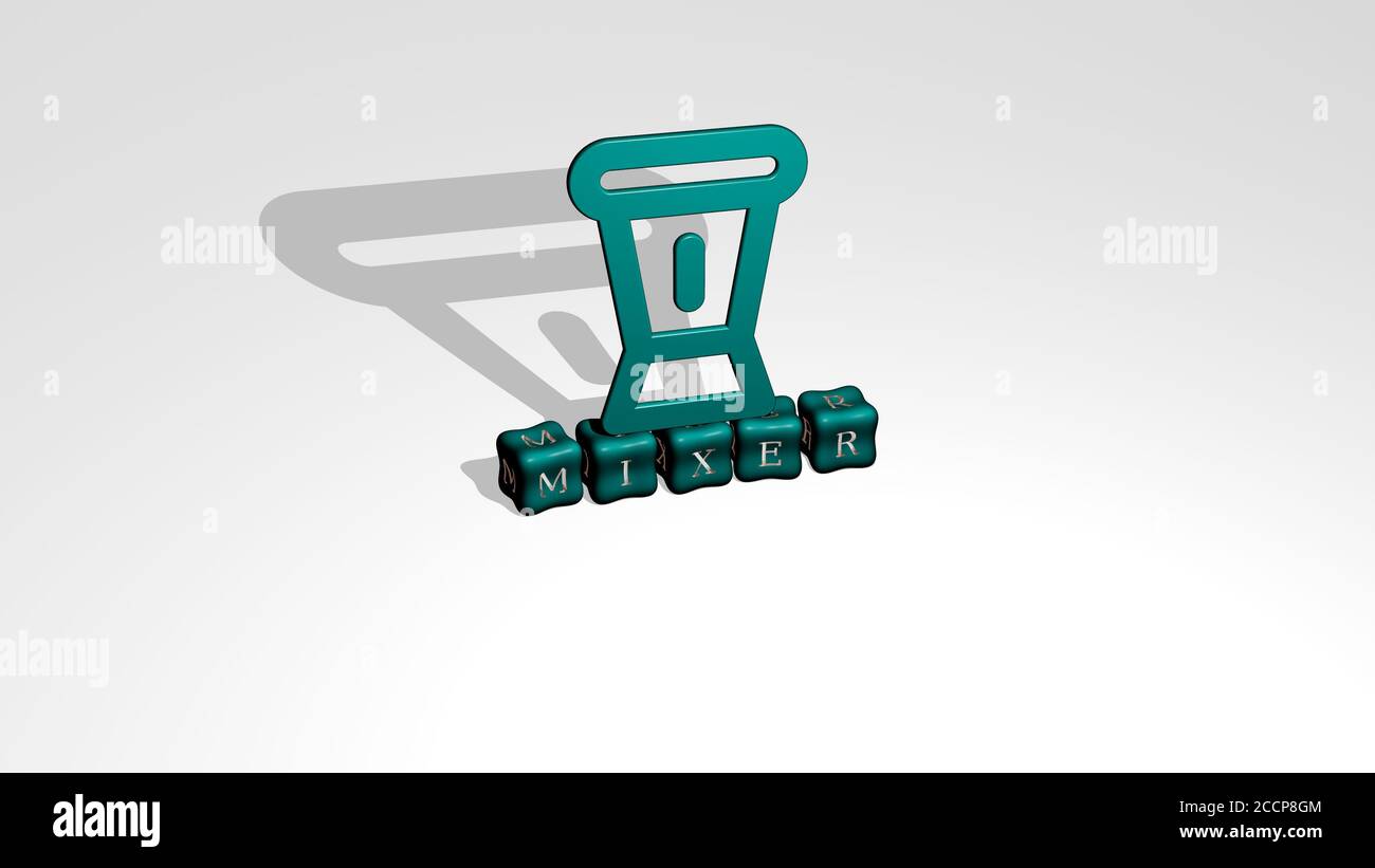MIXER 3D icon object on text of cubic letters, 3D illustration Stock ...