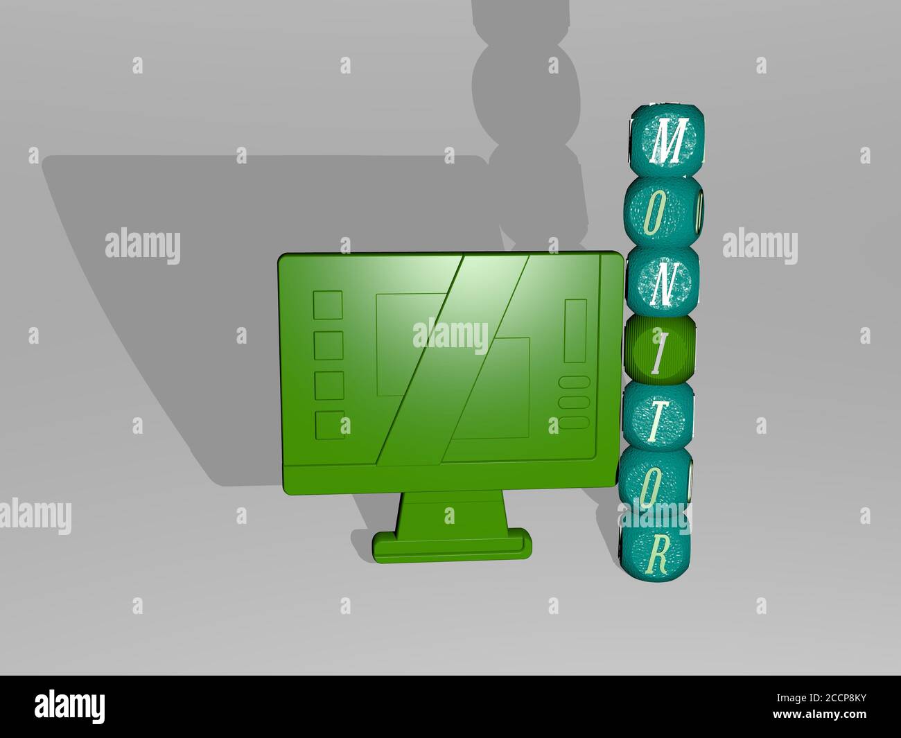 MONITOR text beside the 3D icon, 3D illustration Stock Photo - Alamy