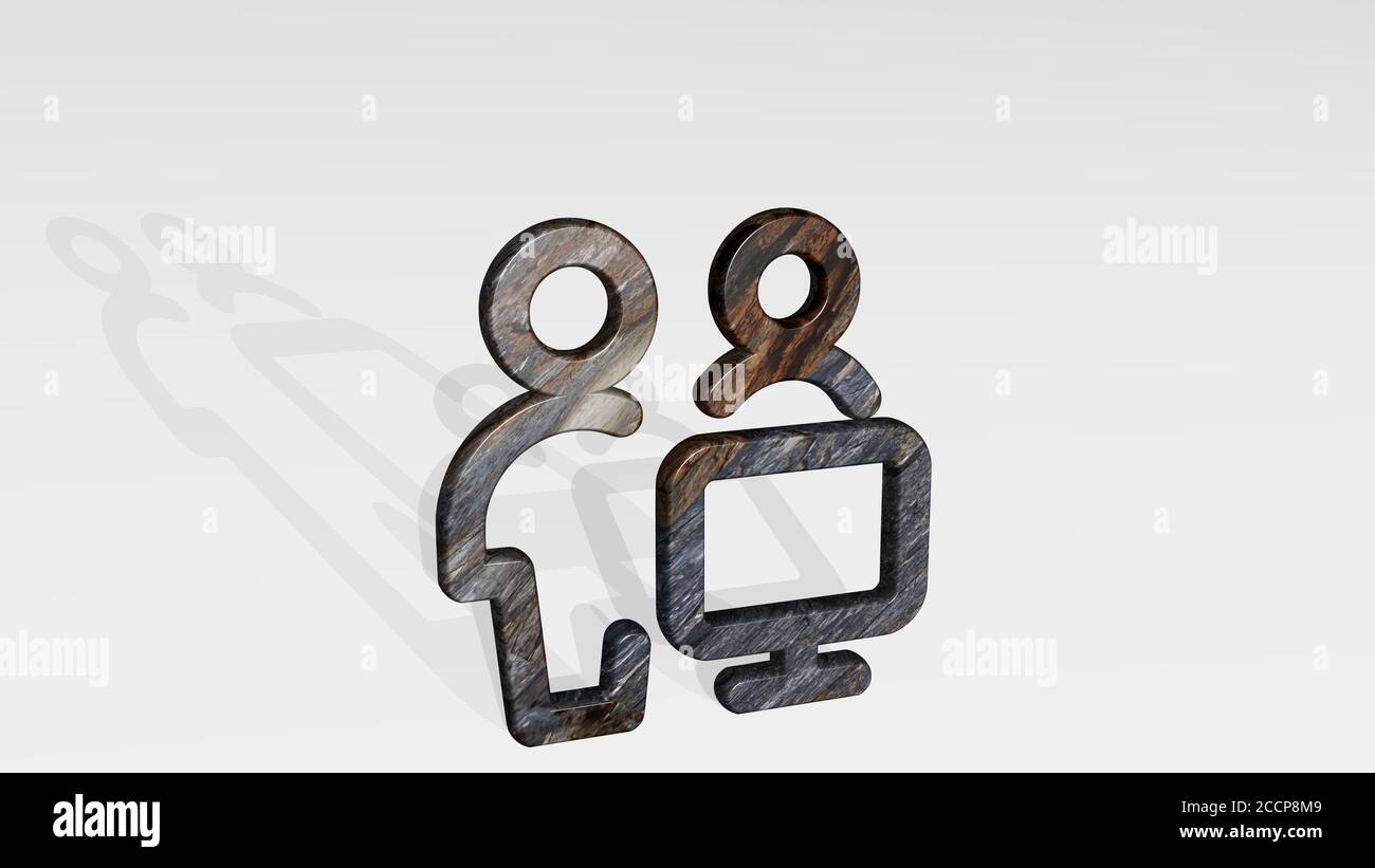 multiple actions monitor 3D icon standing on the floor, 3D illustration ...