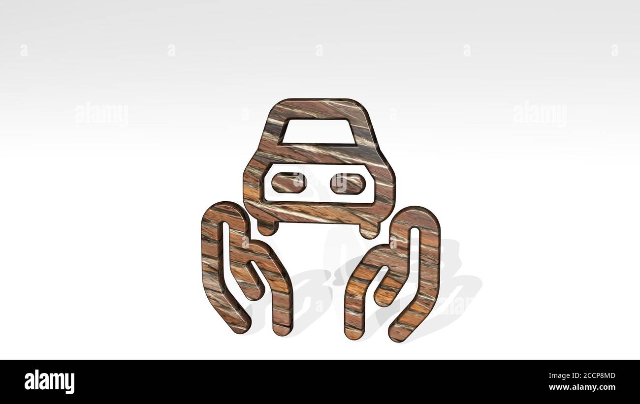 CAR INSURANCE HANDS 3D icon standing on the floor, 3D illustration ...