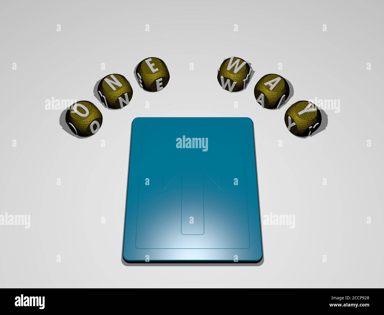 ONE WAY icon surrounded by the text of individual letters, 3D ...