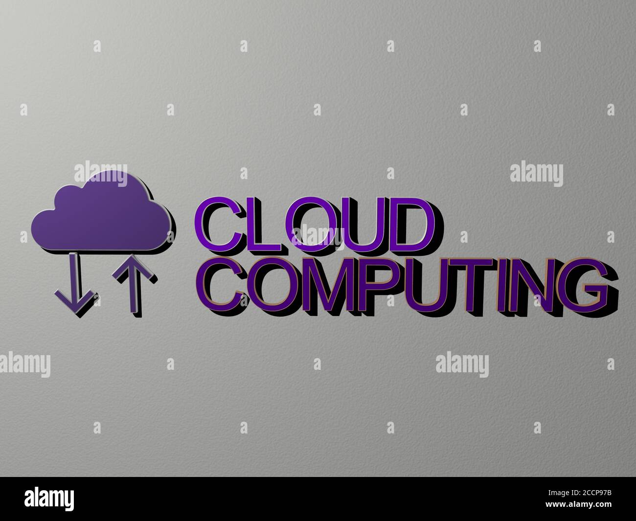 cloud computing icon and text on the wall, 3D illustration Stock Photo ...