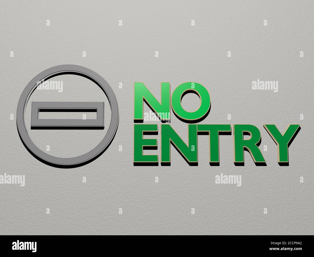 NO ENTRY icon and text on the wall, 3D illustration Stock Photo - Alamy