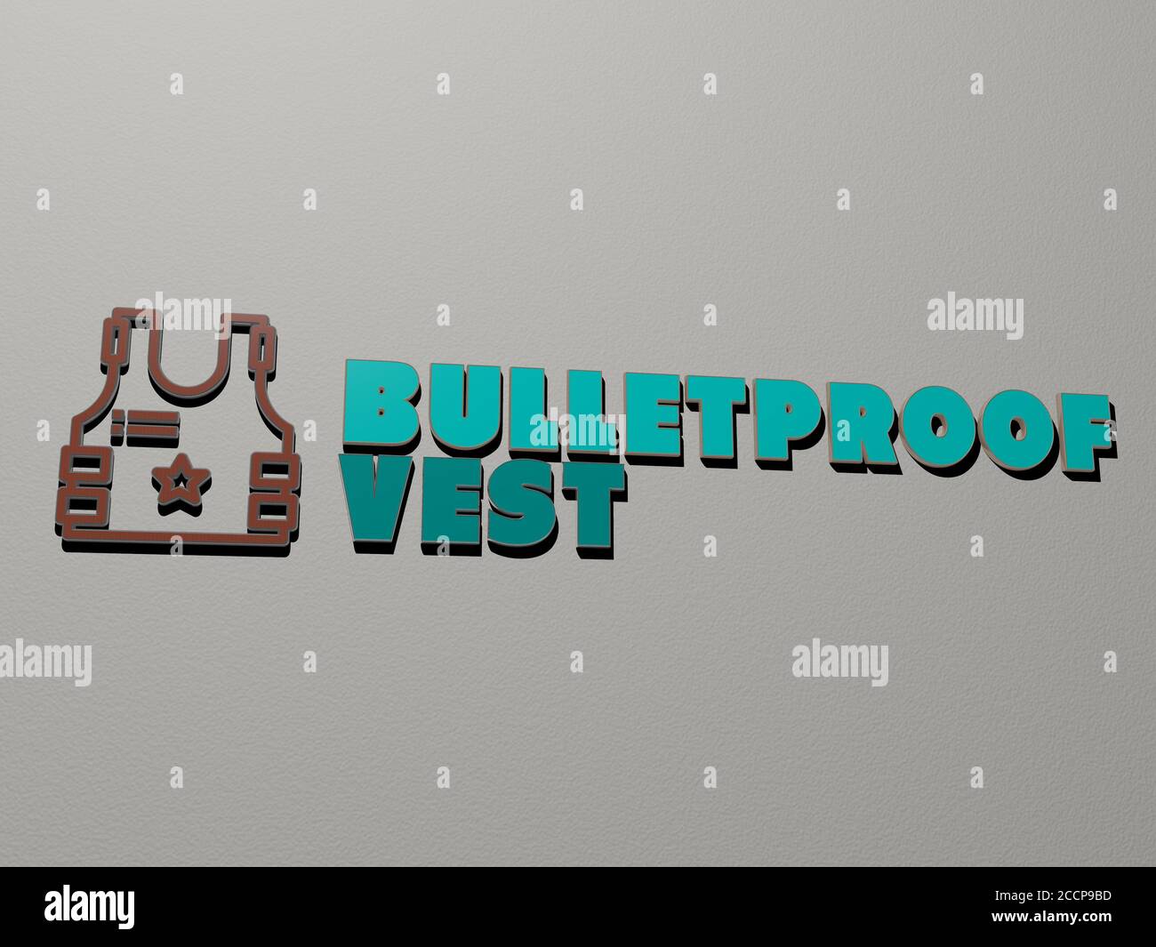 BULLETPROOF VEST icon and text on the wall, 3D illustration Stock Photo ...