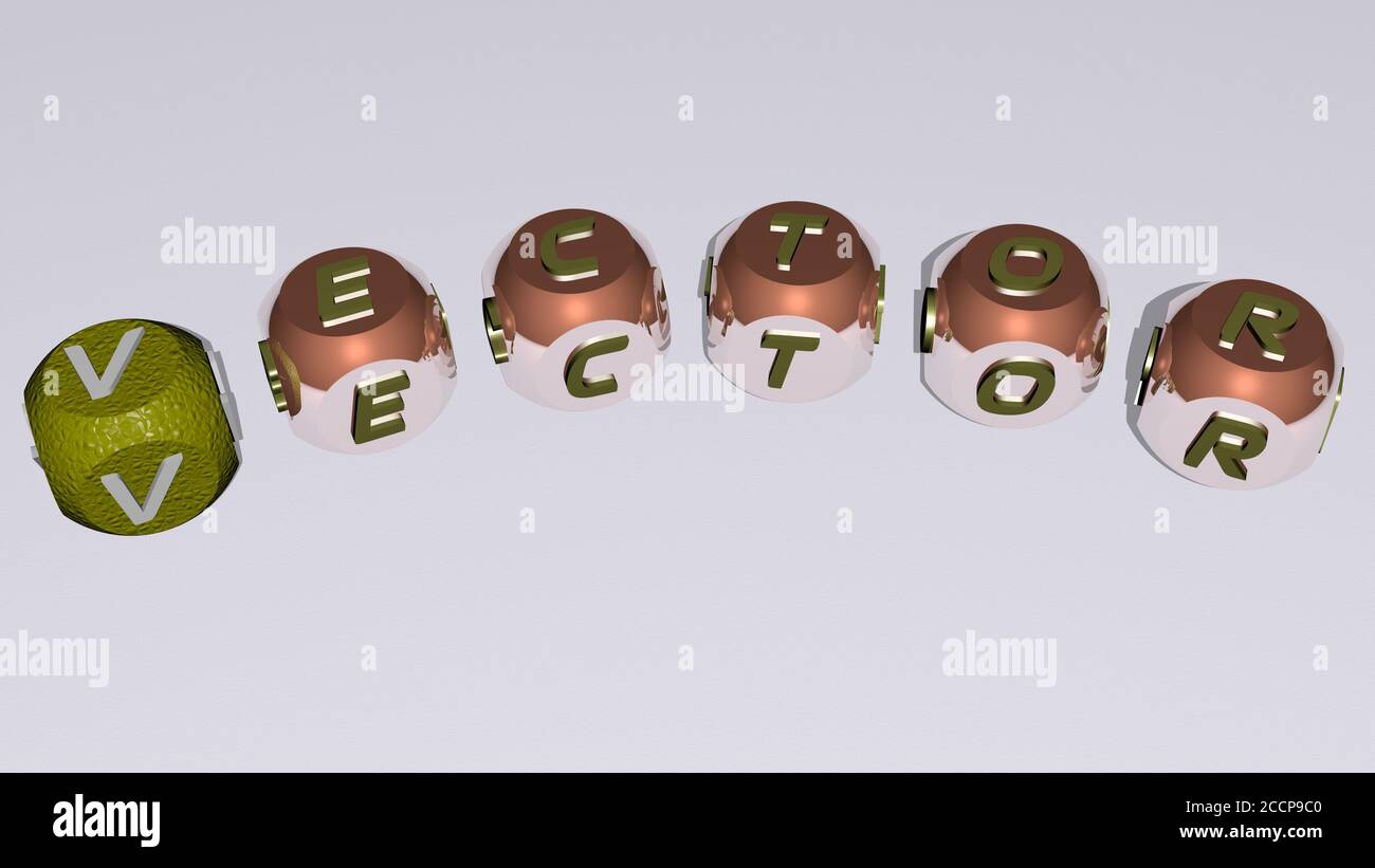 VECTOR curved text of cubic dice letters, 3D illustration Stock Photo ...