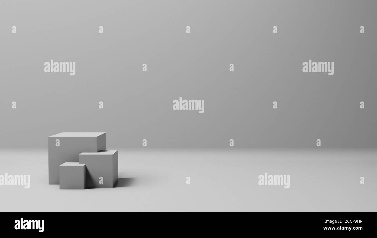 Cubes in a realistic 3d studio environment, rendering, abstract ...