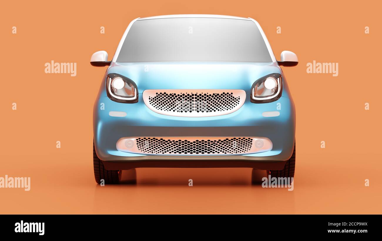 Front view of eco blue concept car on orange background Stock Photo - Alamy