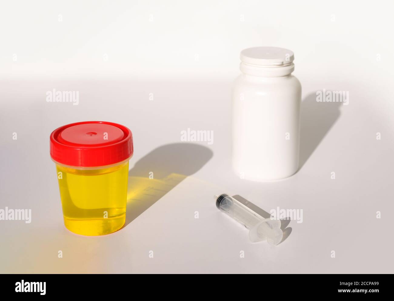 Urine test, syringe, white bottle. Urinalysis, Drug Testing, Drug ...