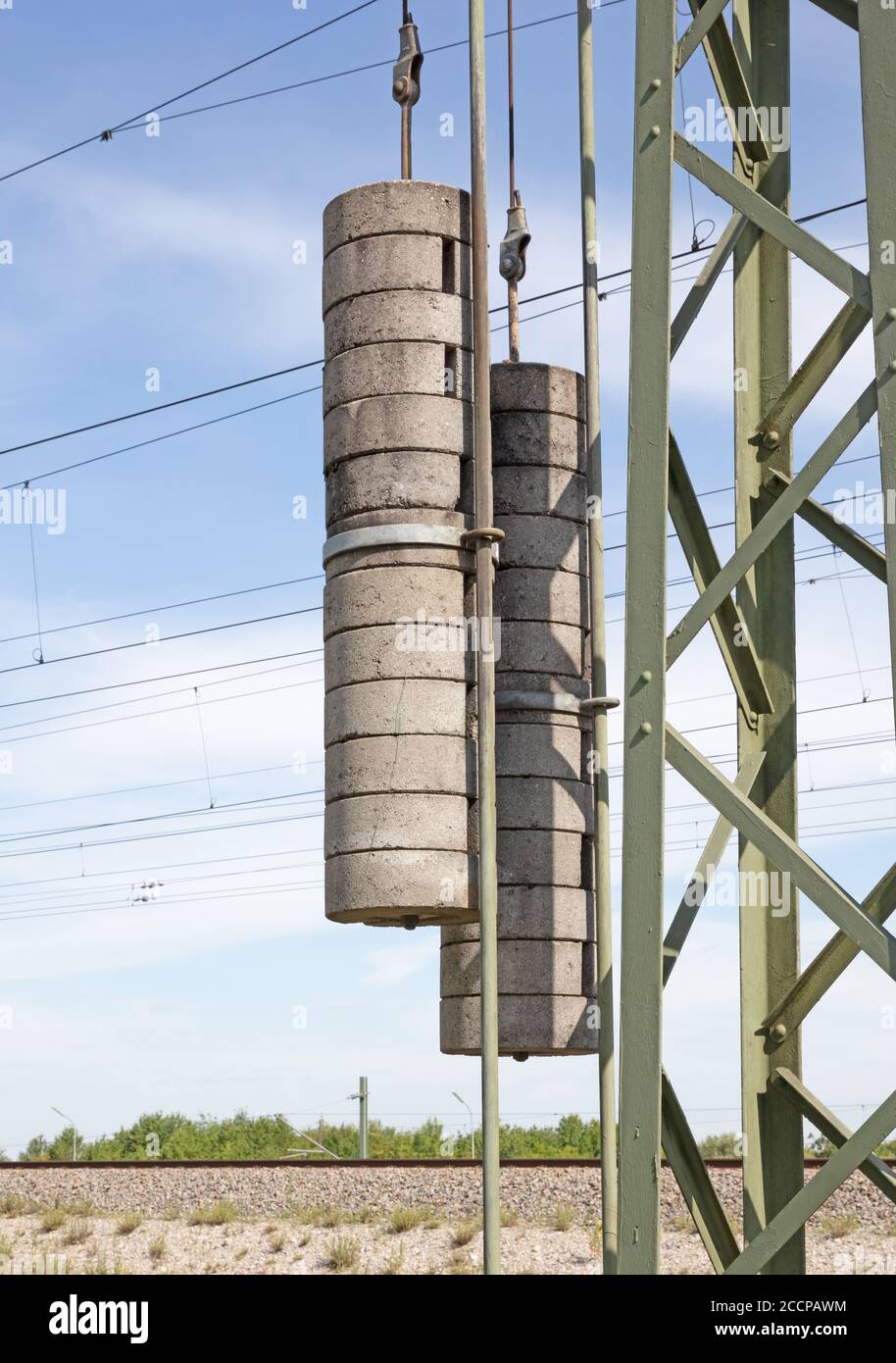 Electric cables to power a high-speed train in Germany Stock Photo - Alamy
