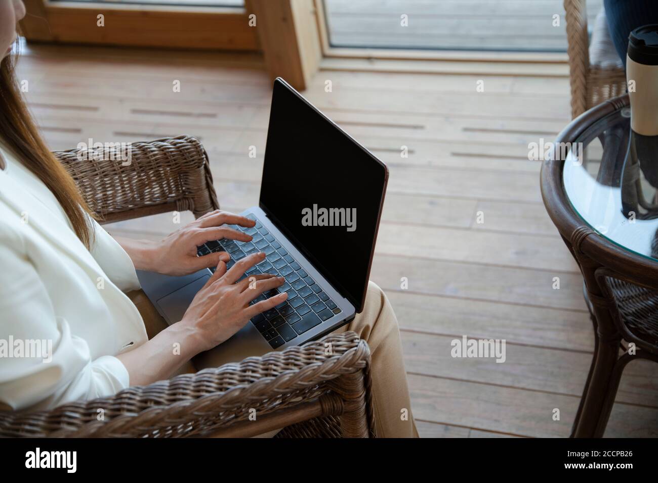Young Woman Typing on Keyboard Stock Photo - Alamy