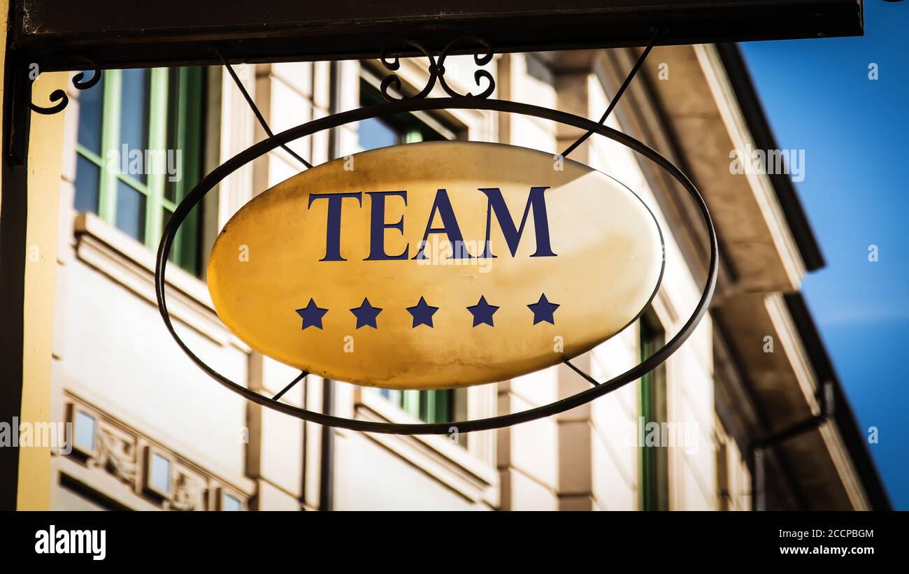 Street Sign the Direction Way to Team Stock Photo - Alamy