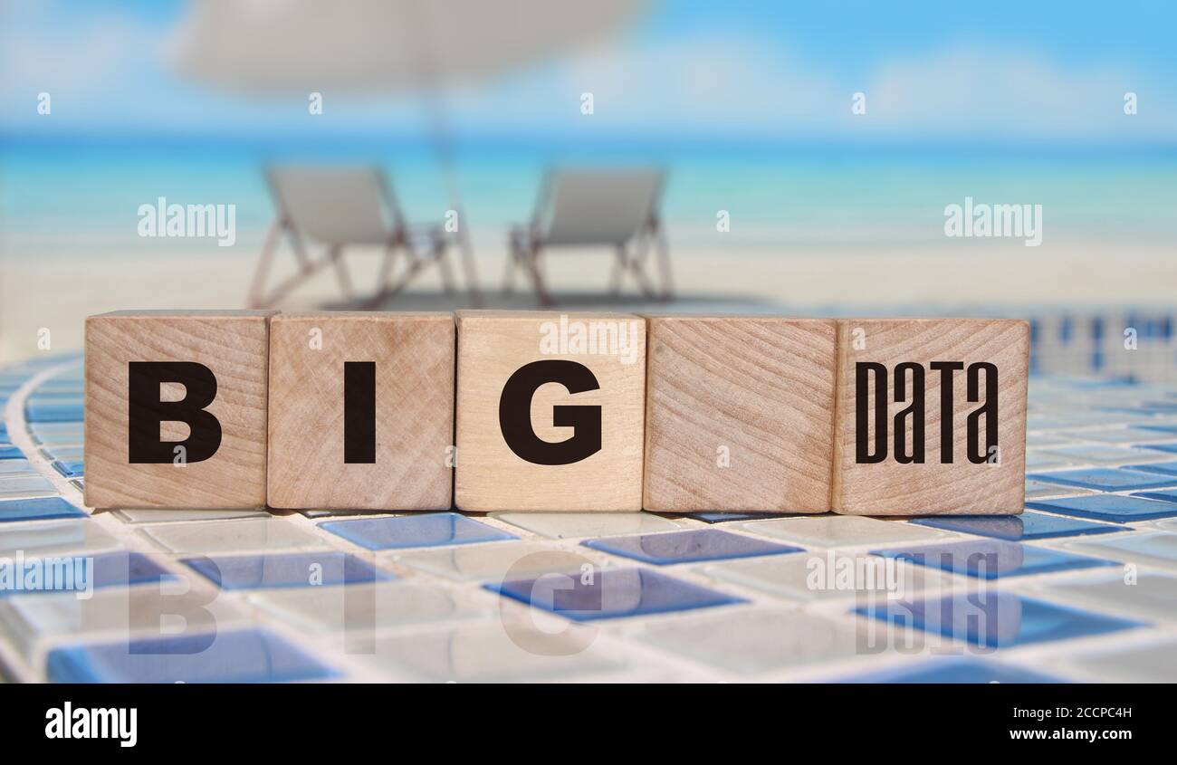 Big Data sign on a sunny beach background on a border of swimming pool ...