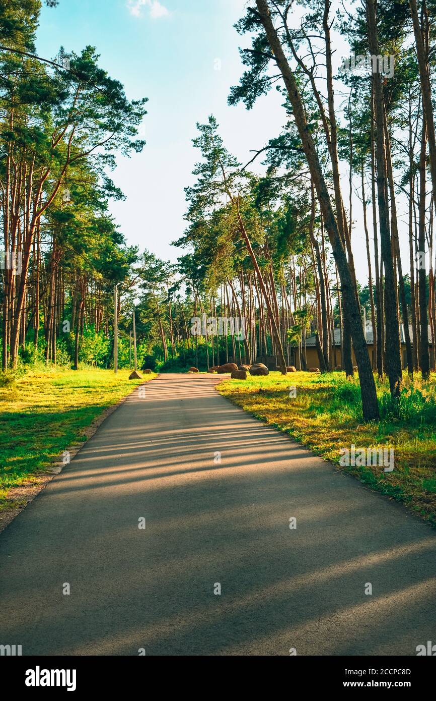 Empty footpath running along hi-res stock photography and images - Alamy