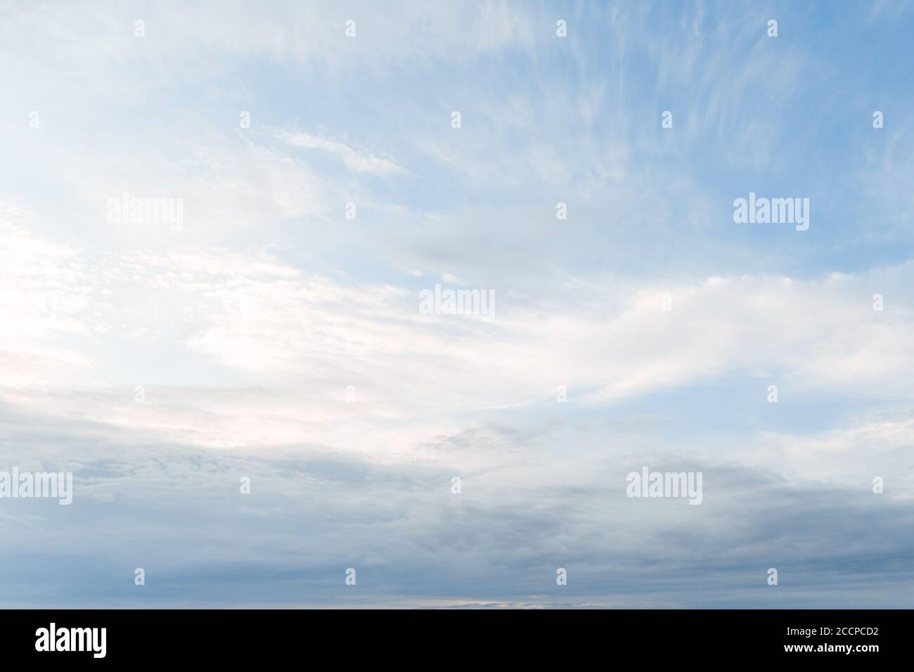 Blue sky with white clouds. Background from the cloudy sky. Long and ...