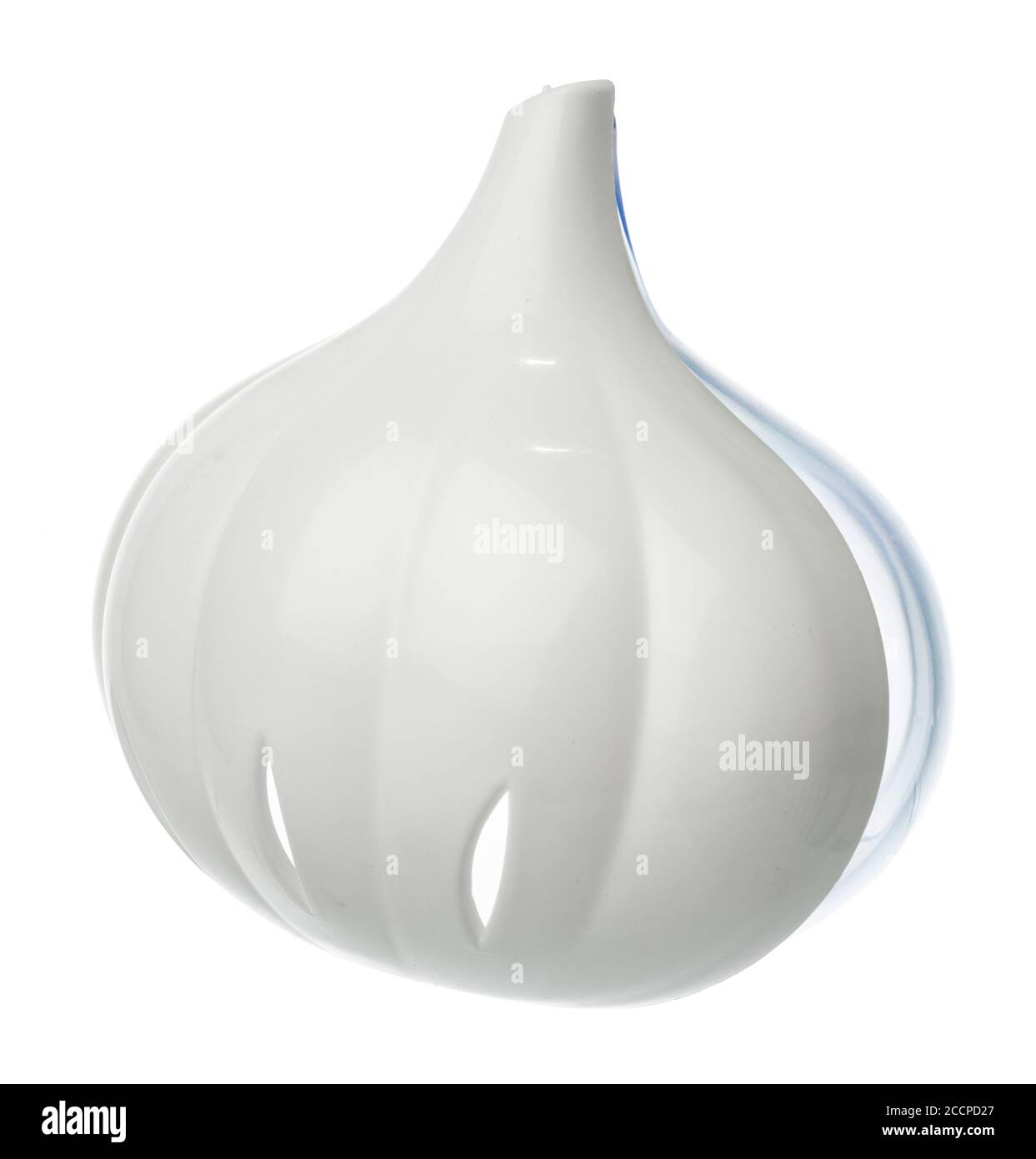 Small plastic storage container for onion and garlic isolated on white ...