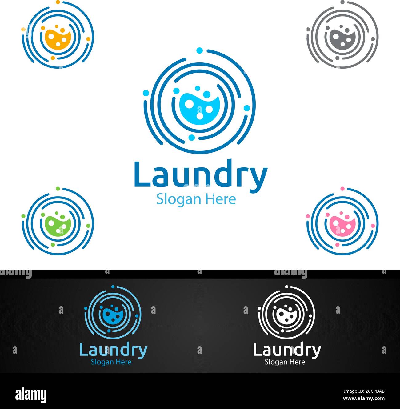 Laundry Dry Cleaners Logo with Clothes, Water and Washing Concept ...