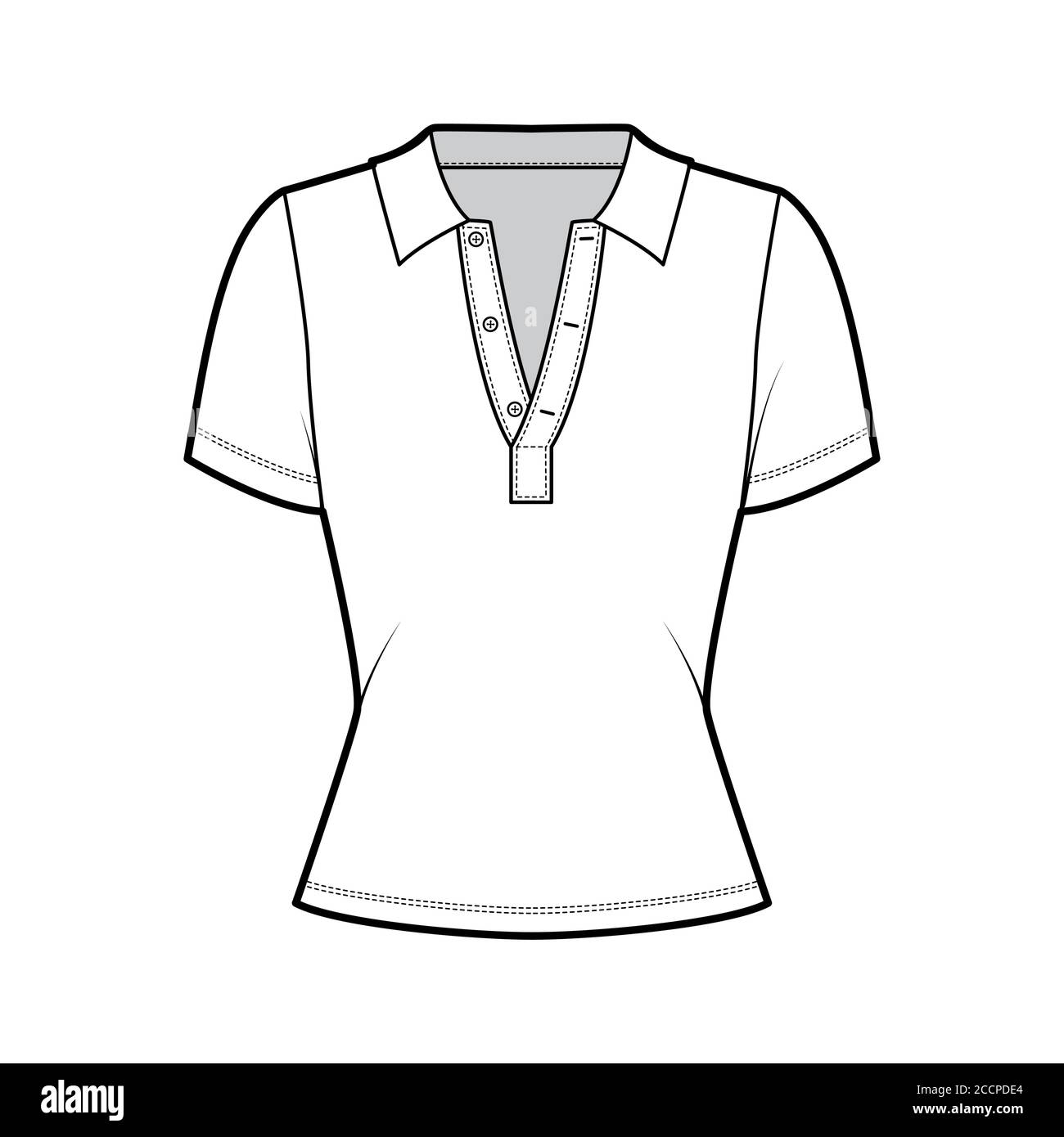 Polo shirt technical fashion illustration with cotton-jersey short ...