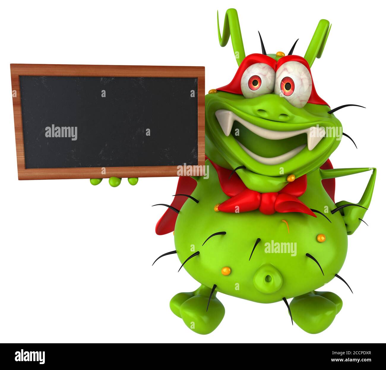 Fun 3D germ monster holding a blackboard Stock Photo - Alamy