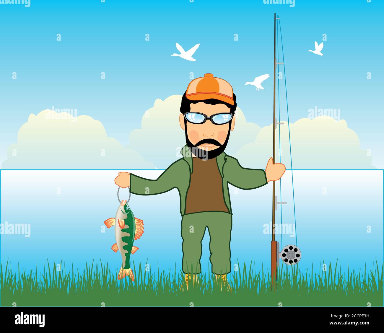 Perch on fishing rod Stock Vector Images - Alamy