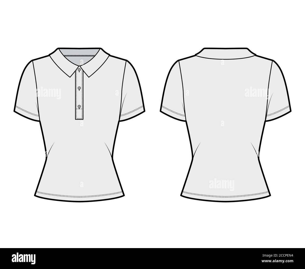 Polo shirt technical fashion illustration with cotton-jersey short ...