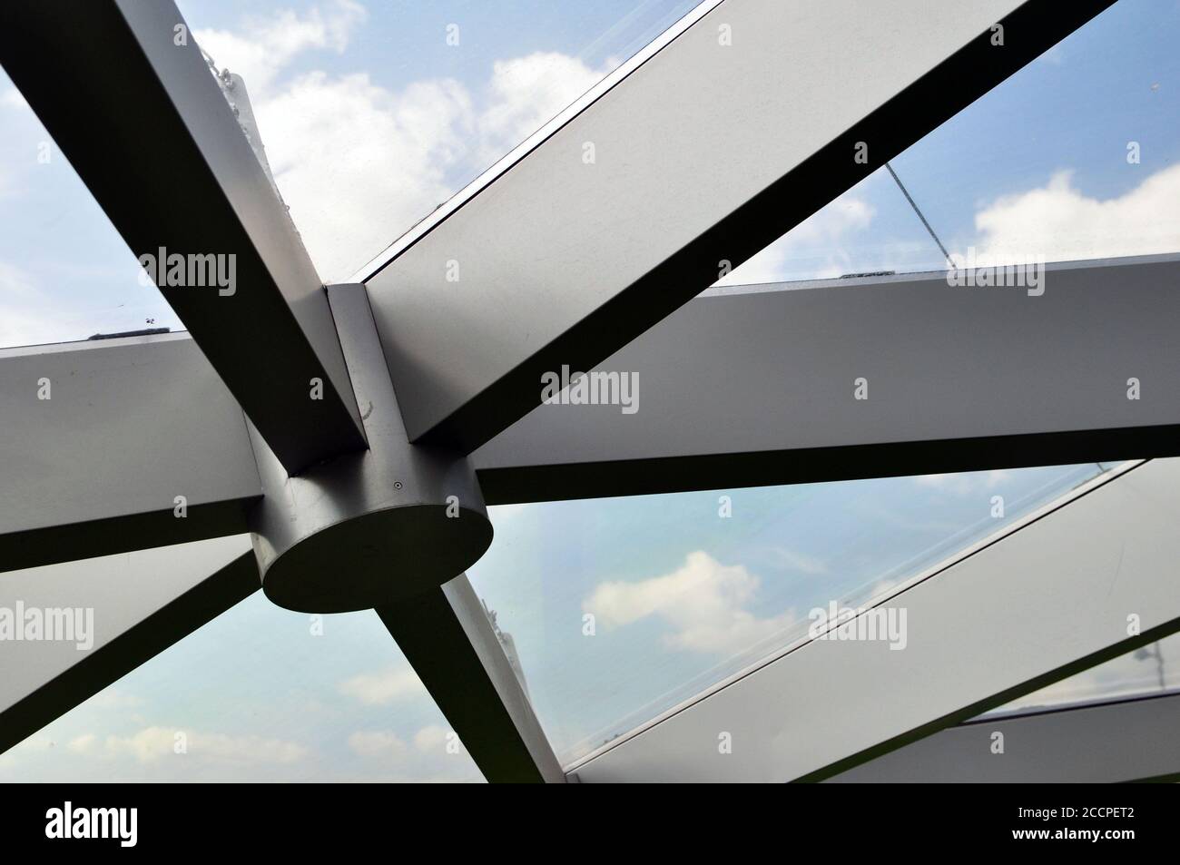 Modern glass and metal pavilion roof in Moscow Zaryadye park Stock ...