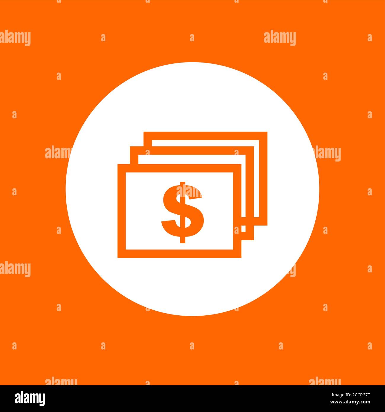 Money sign. In white circle on a orange background Stock Vector Image ...