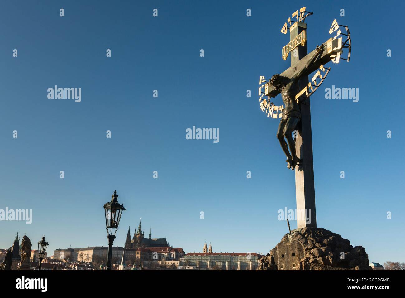 Charles bridge crucifixion statue hi-res stock photography and images ...