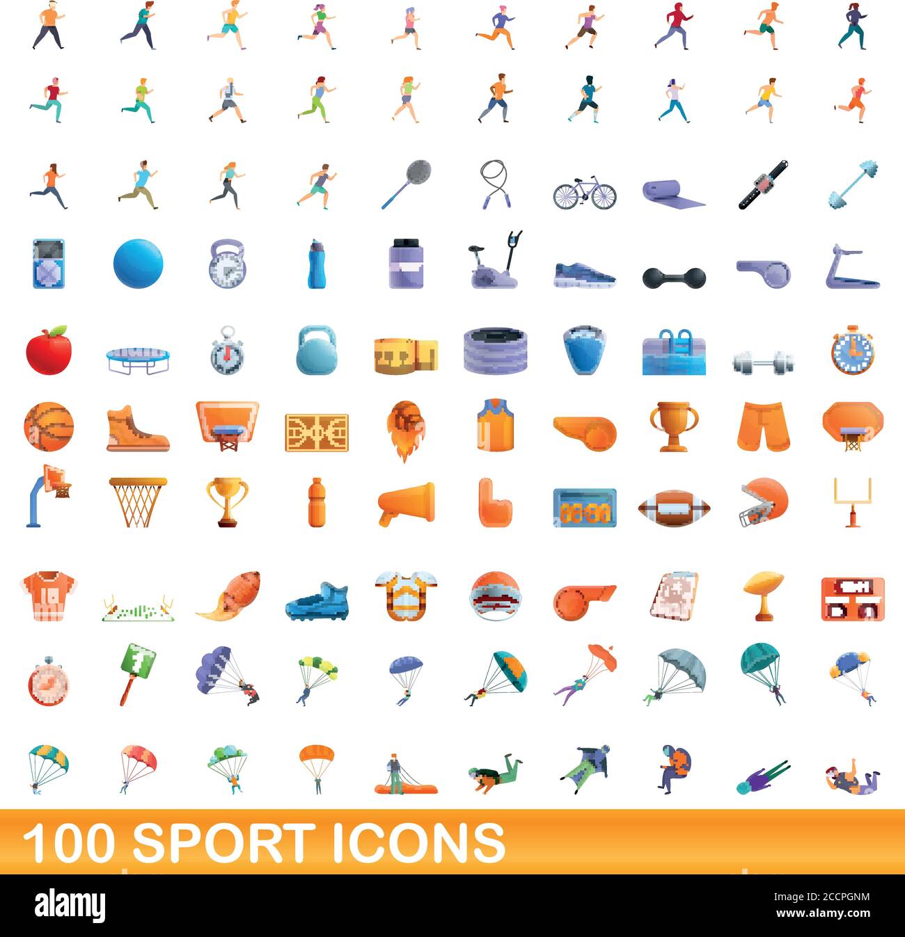 100 sport icons set. Cartoon illustration of 100 sport icons vector set ...