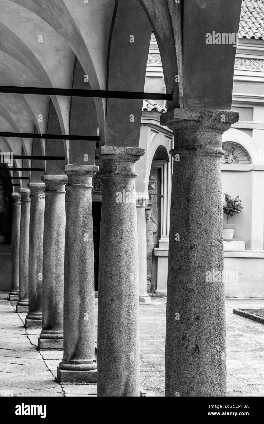 Stone columns detail in black and white hi-res stock photography and ...