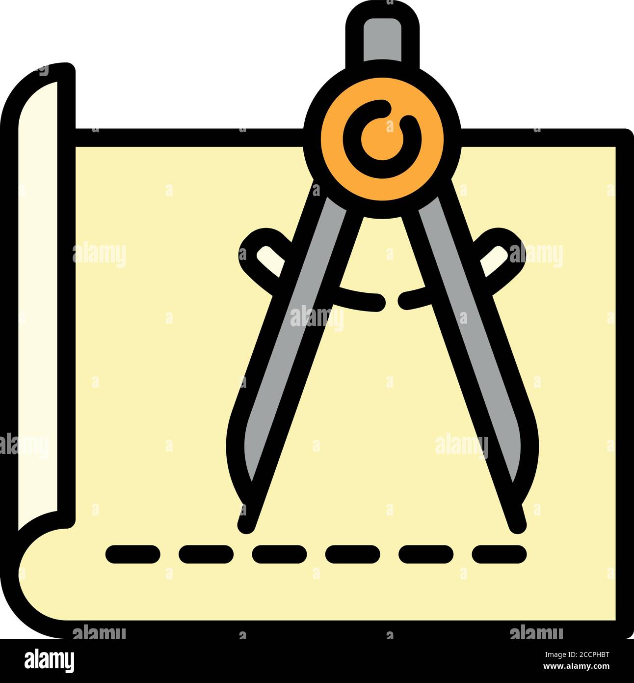 Architect metal compass icon. Outline architect metal compass vector ...