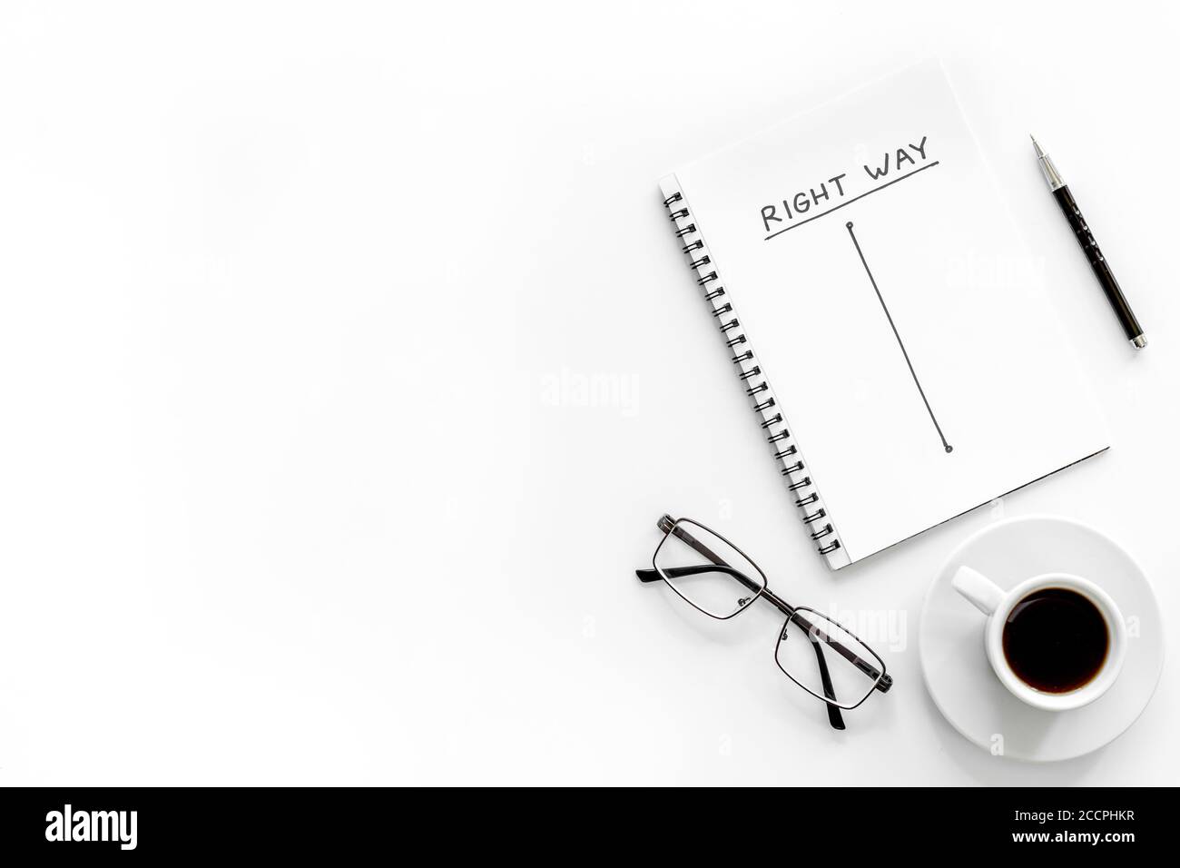 Right way illustration. Straight line in notebook copy space Stock ...