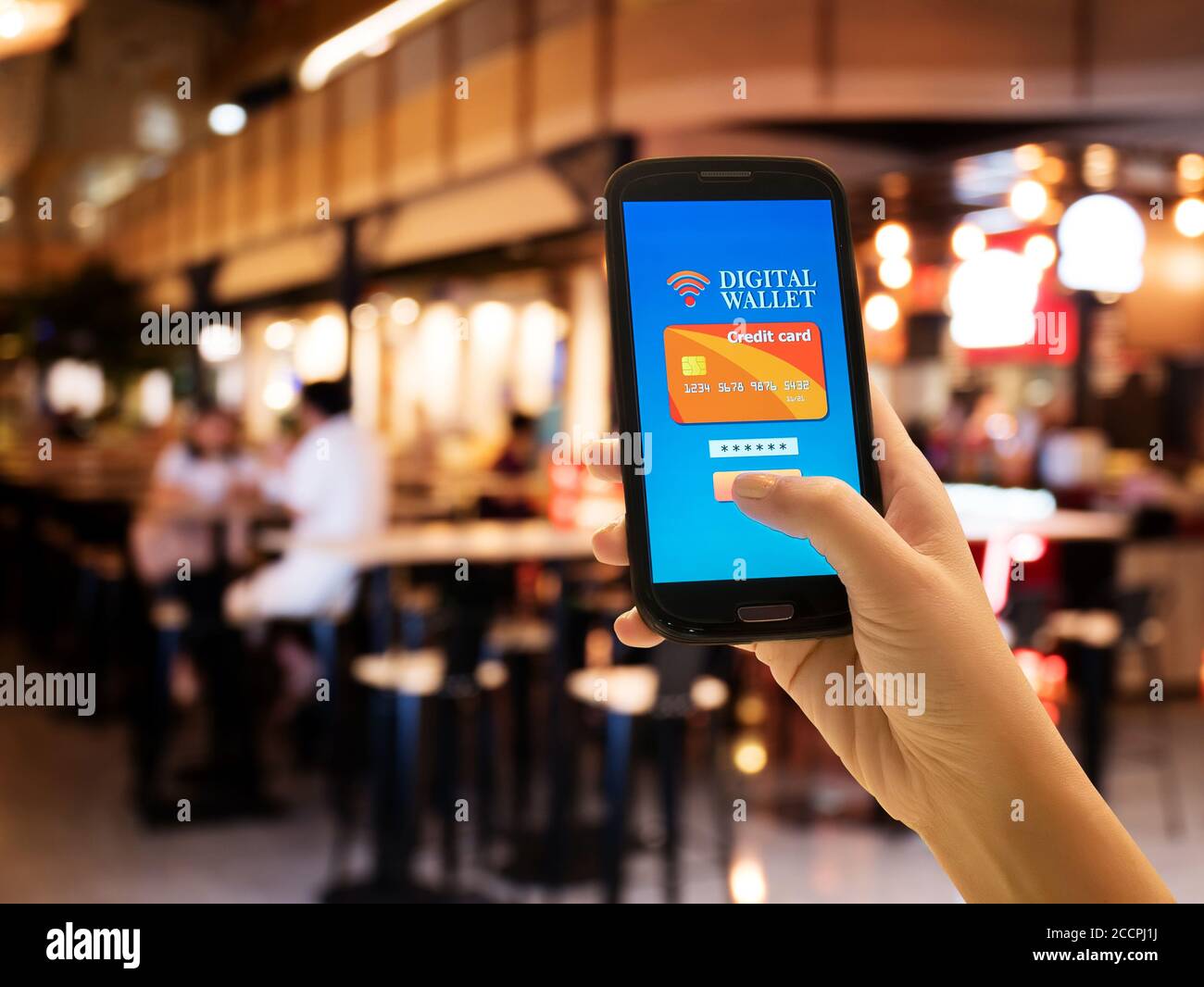 Ecommerce, smart pay, business and technology concept.A digital wallet ...