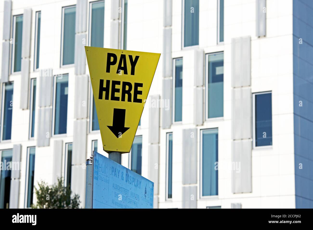 Pay & display car park sign: pay here, England UK Stock Photo - Alamy