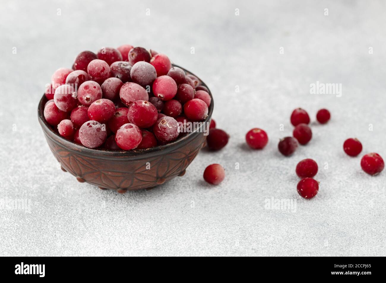 Frozen organic cranberry berry. Vitamin. Healthy food. Selective focus ...