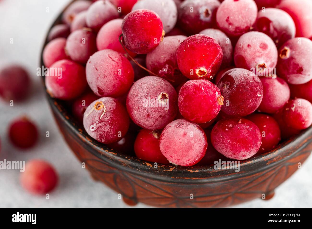 Frozen organic cranberry berry. Vitamin. Healthy food. Selective focus ...