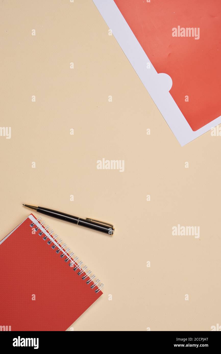 Notepad pen writing desk stationery accessories Stock Photo - Alamy