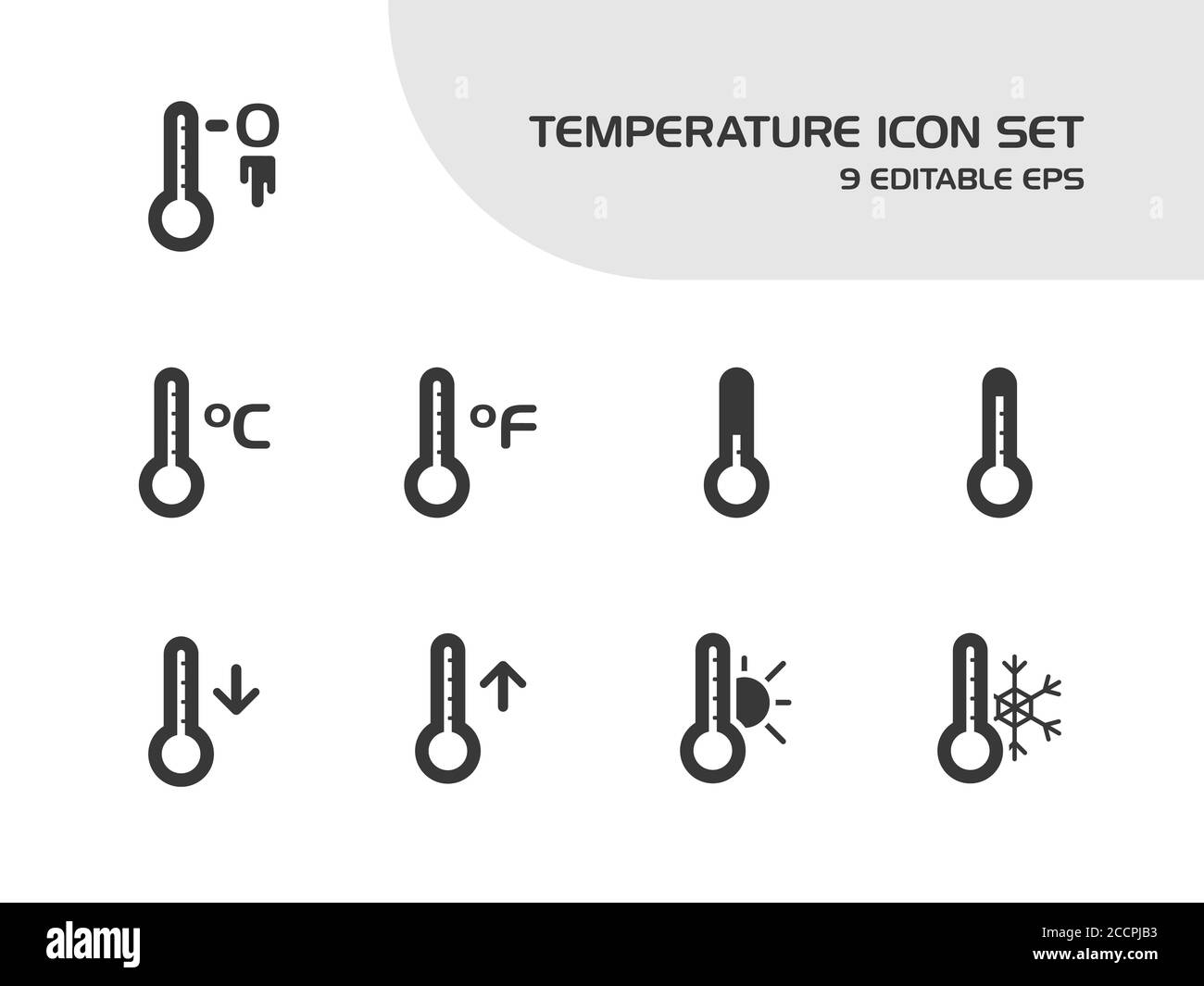 Thermometers icon set. Isolated weather image. Glyph vector ...